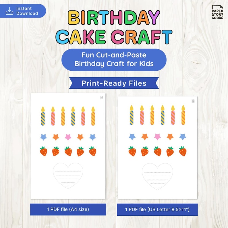 Birthday Cake Craft | Cut and Paste Birthday Card for Kids | Printable ...