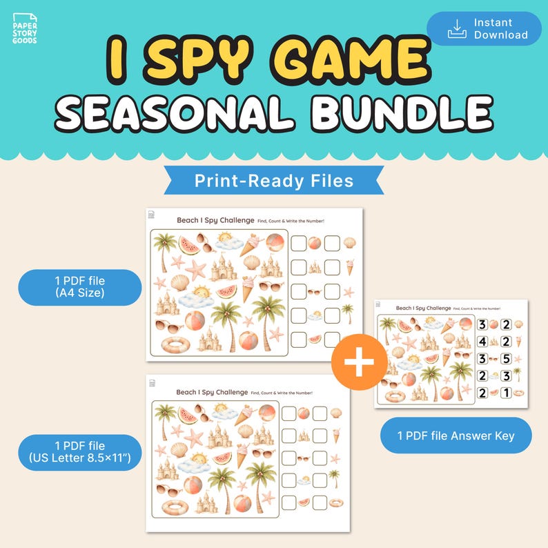 I Spy Seasonal Bundle Summer, Rainy and Winter | Preschool Find, Count ...