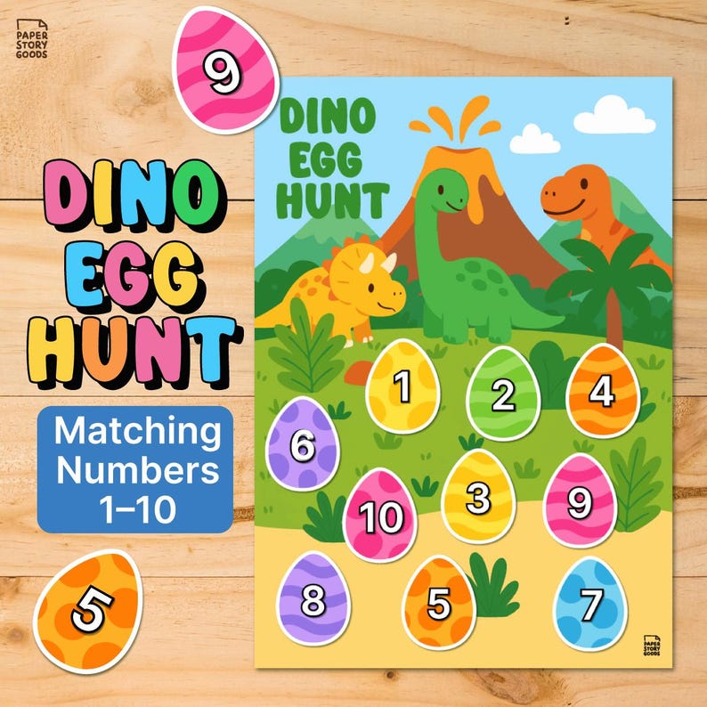 Dino Egg Hunt – Cut & Paste Number Match (1–10) | Preschool Math ...