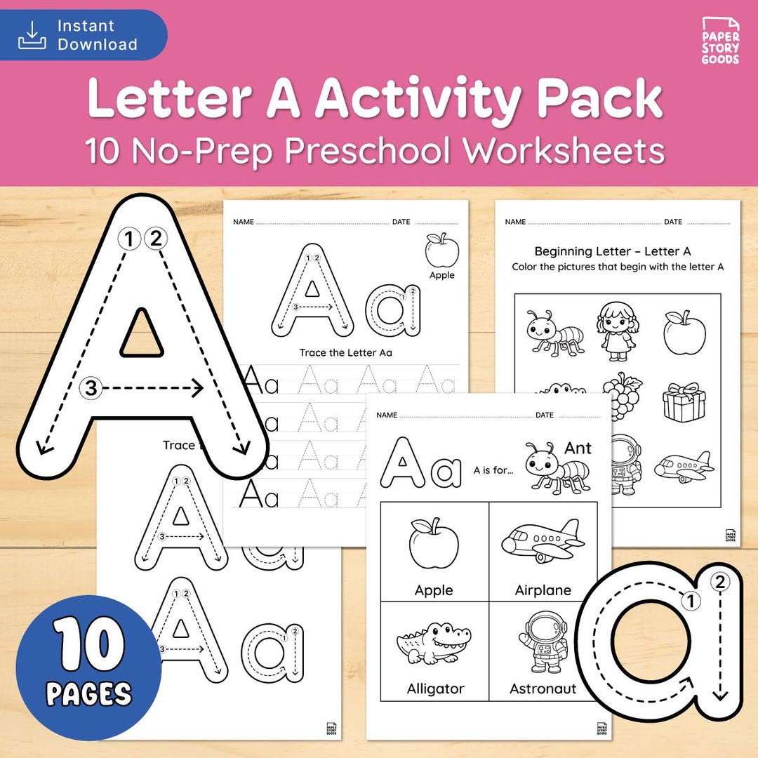 Letter A Activity Pack | 10 No-prep Preschool Worksheets | Tracing ...