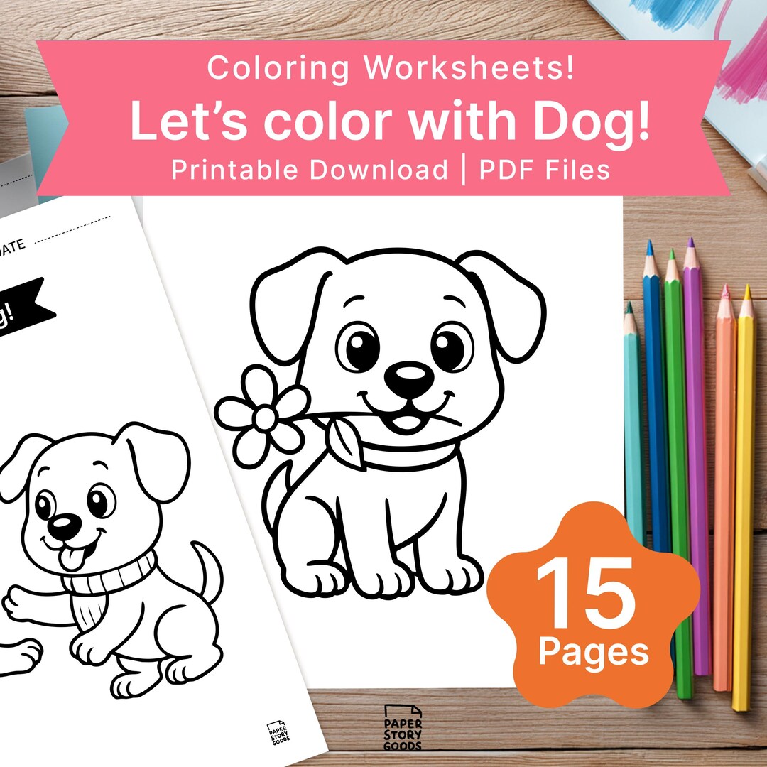 Puppy Coloring Pages | Kids Printable Dog Activity (PDF) - Etsy