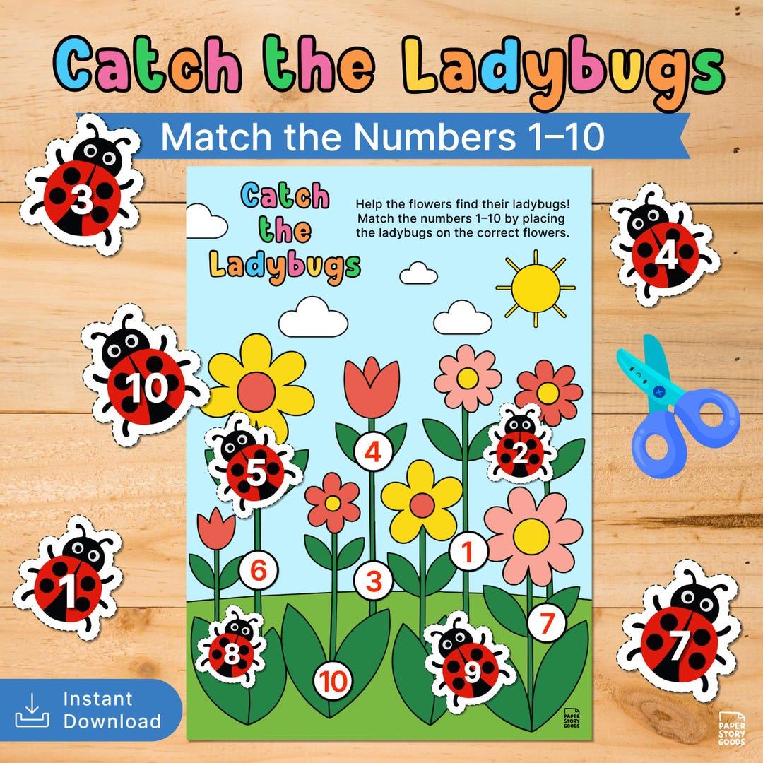 Ladybug Number Matching Game | Preschool Math Printable (PDF) - Etsy