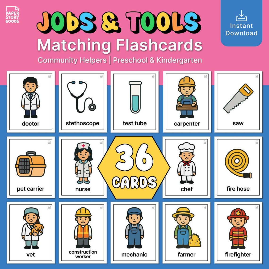 Jobs and Tools Matching Flashcards | Community Helpers Activities ...