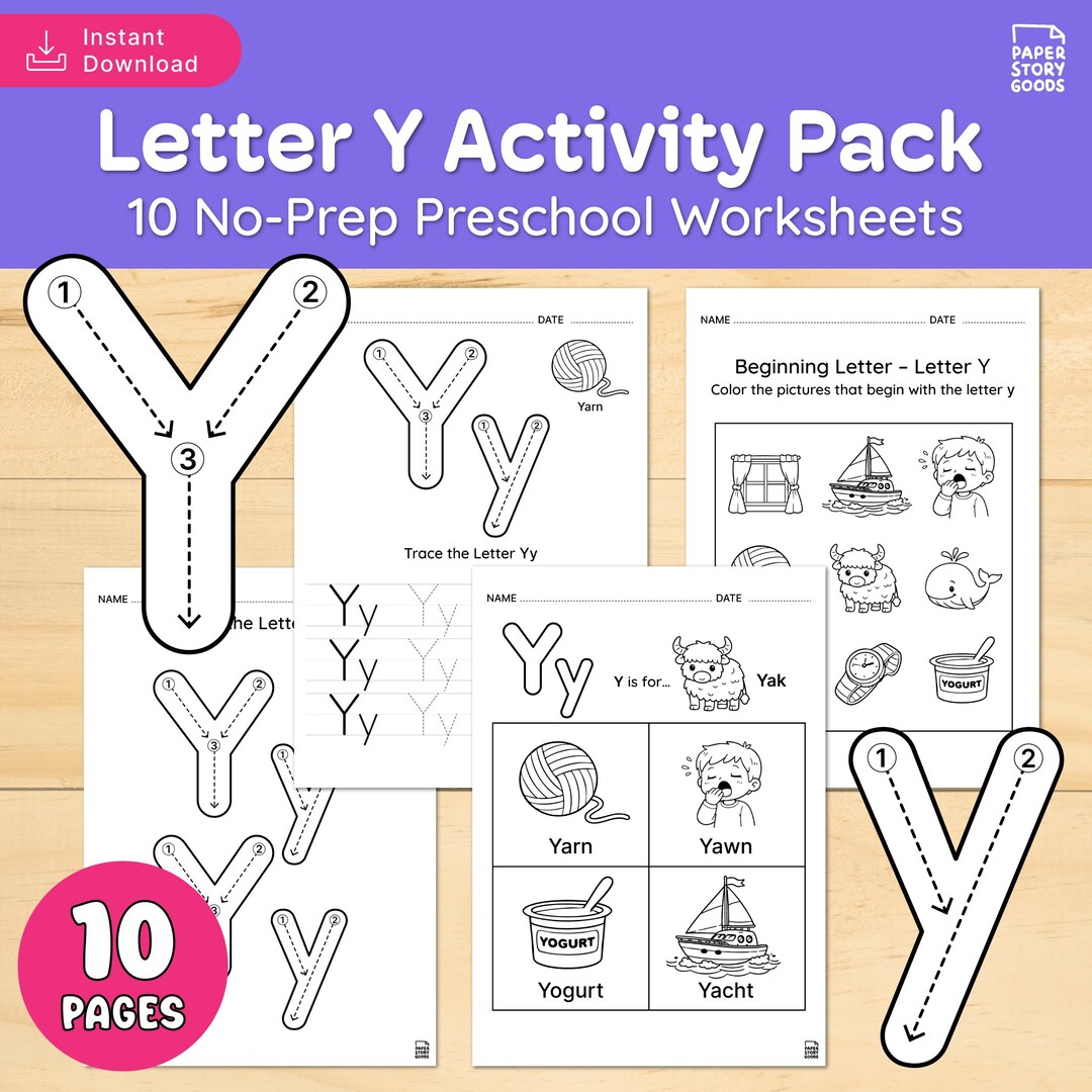 Letter Y Activity Pack | 10 No-prep Preschool Worksheets | Tracing ...
