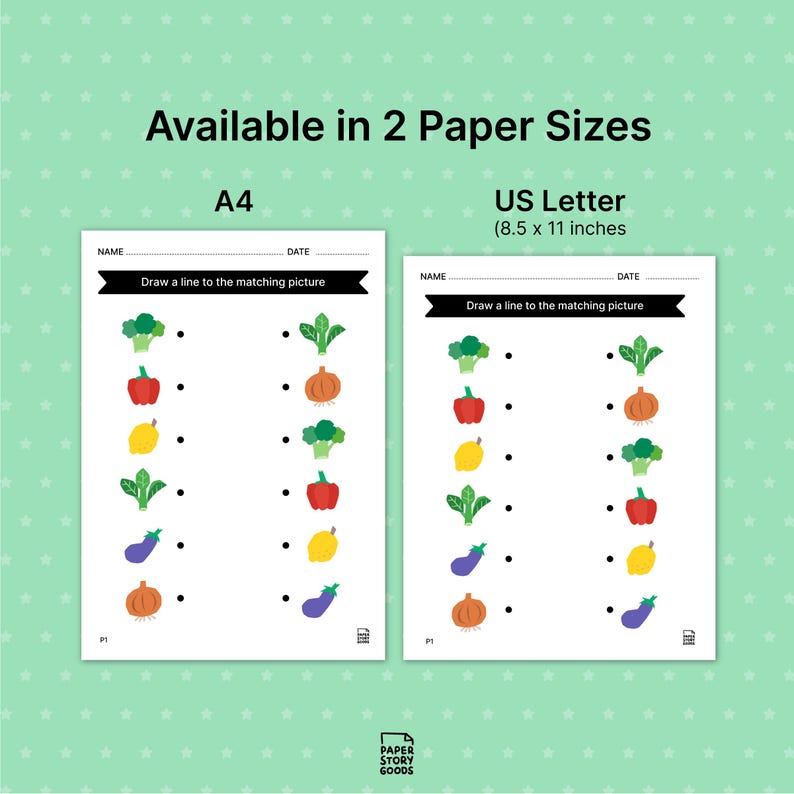 Matching Worksheet Set Match the Picture Kindergarten Preschool ...