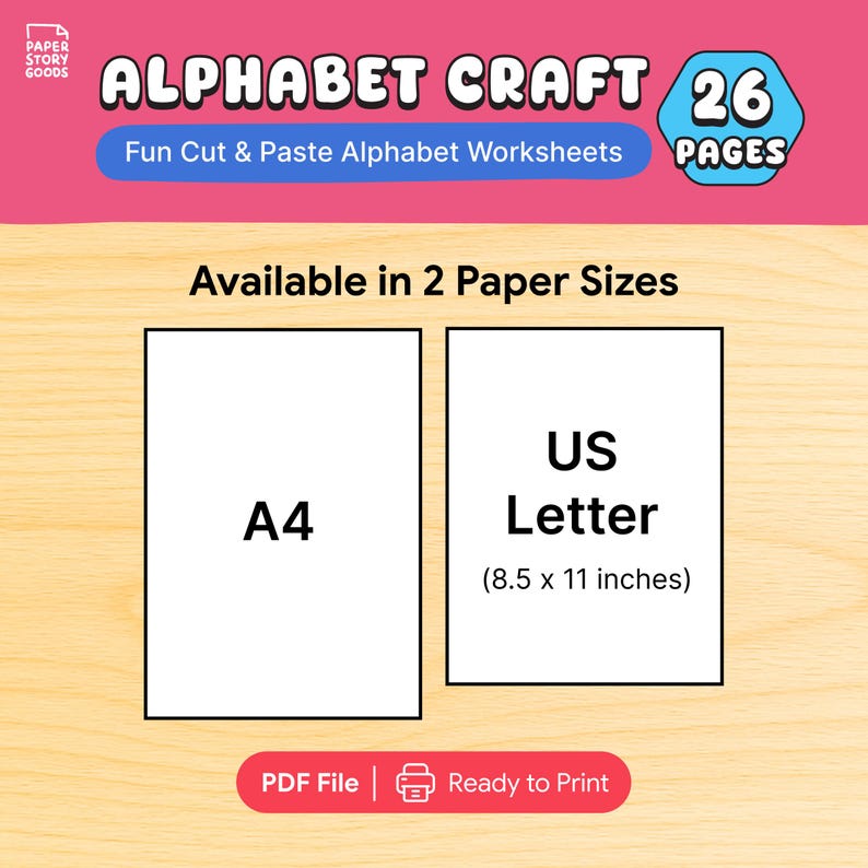 Alphabet Letter Craft A to Z Animal Cut and Paste Learning Printable ...