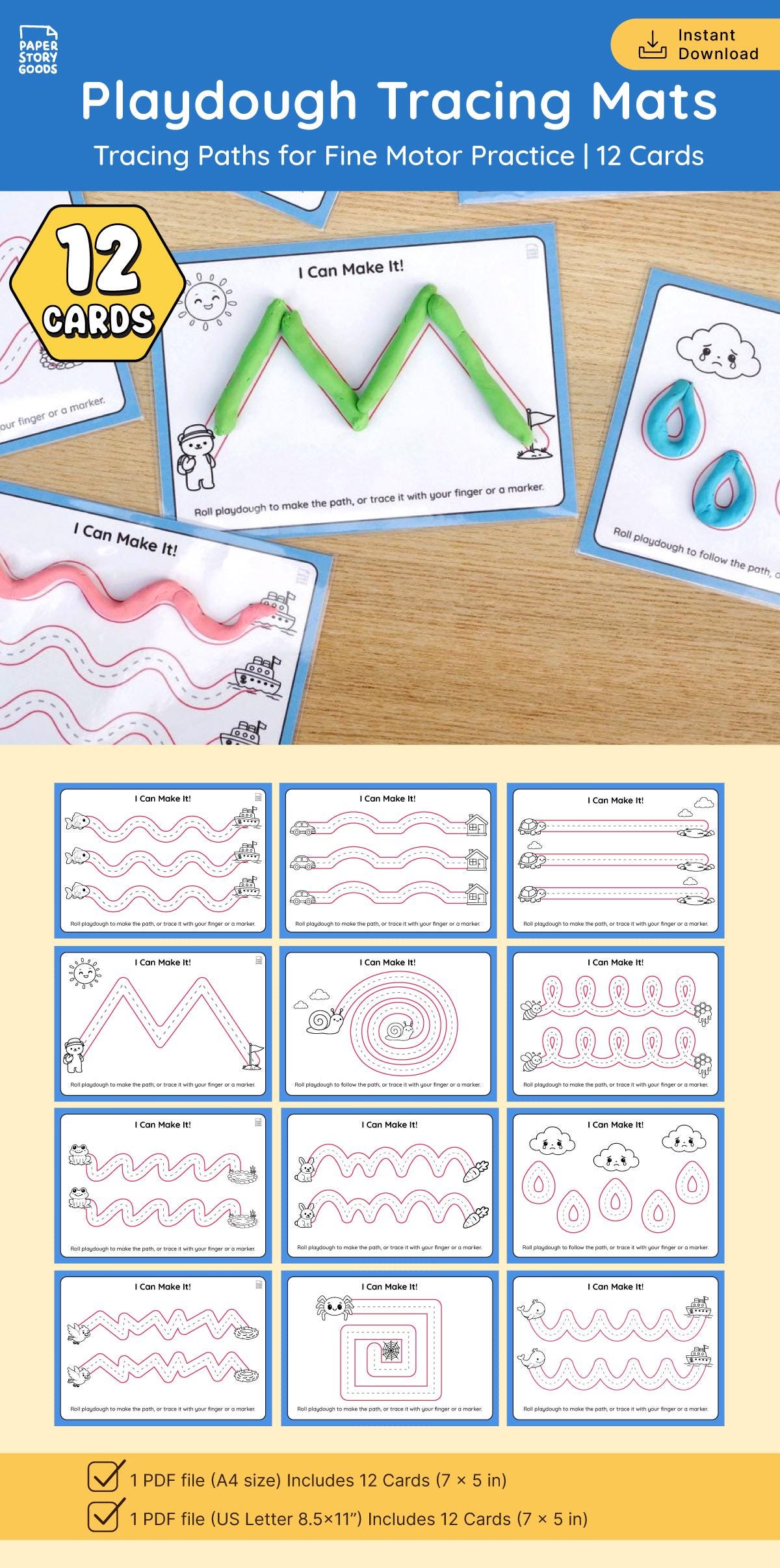 Playdough Tracing Mats – Fine Motor & Pre-writing Practice (PDF) - Etsy