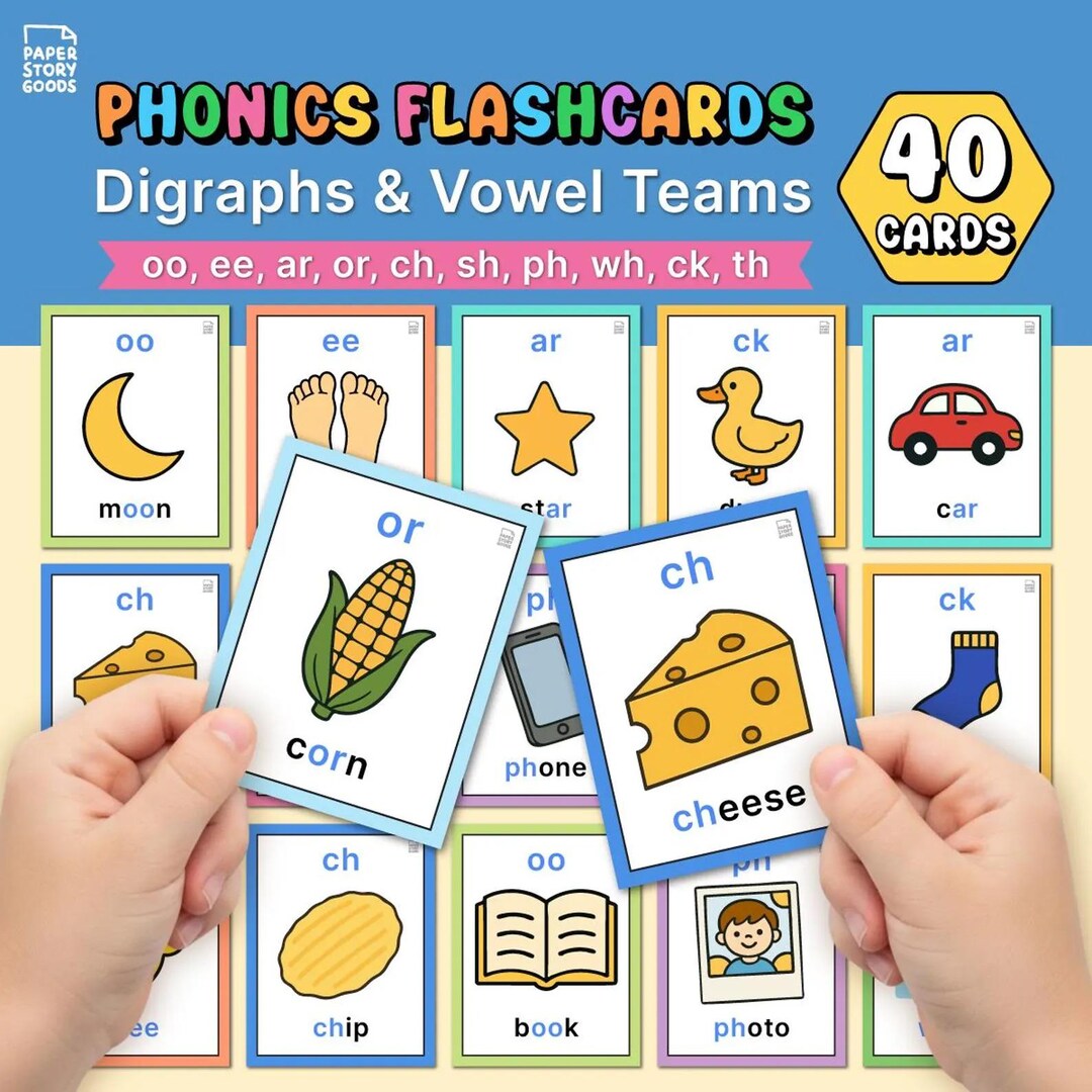 Phonics Flashcards Mega Set | Digraphs & Vowel Teams | Pre-k ...