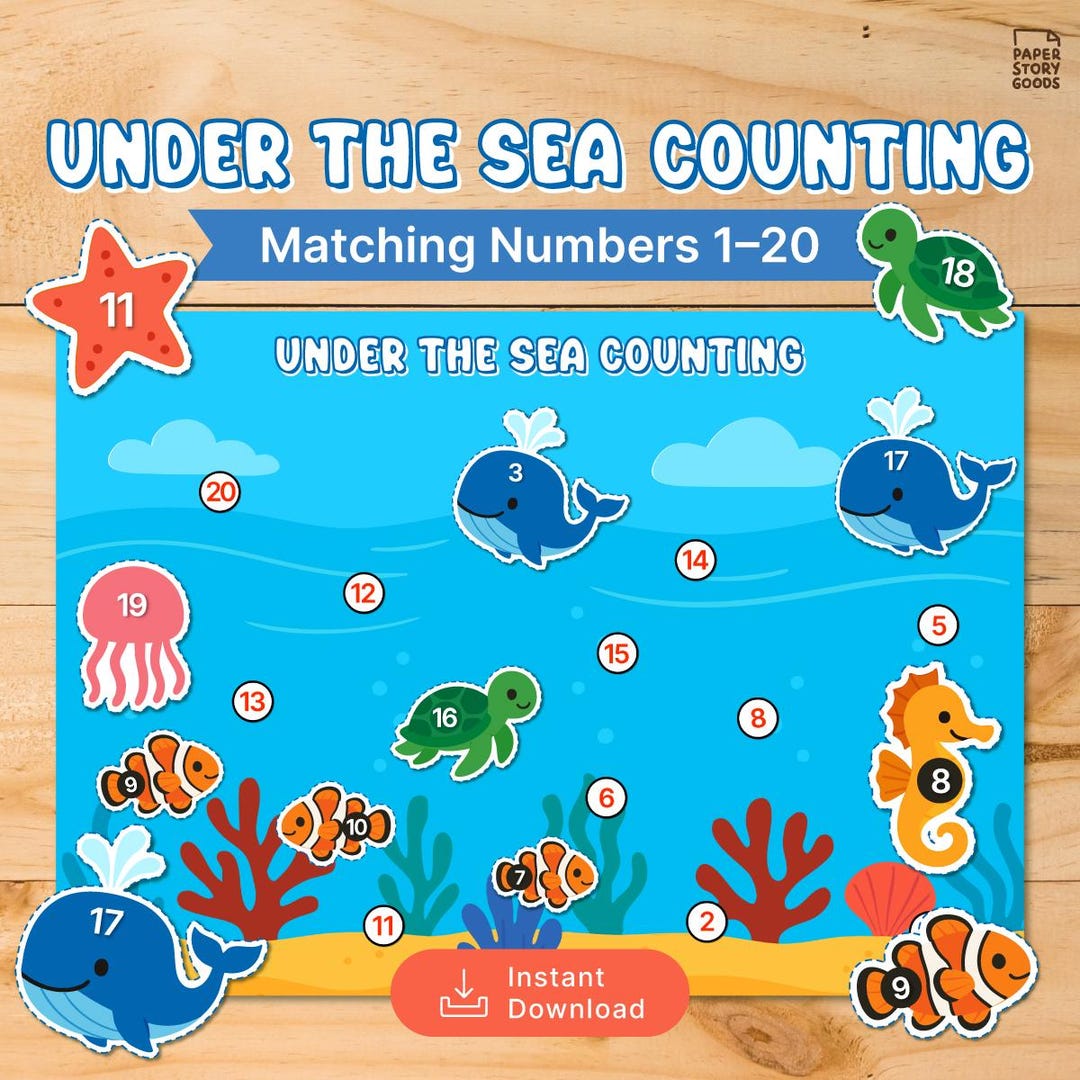 Under the Sea Counting – Matching Numbers 1–20 | Cut & Paste Ocean ...