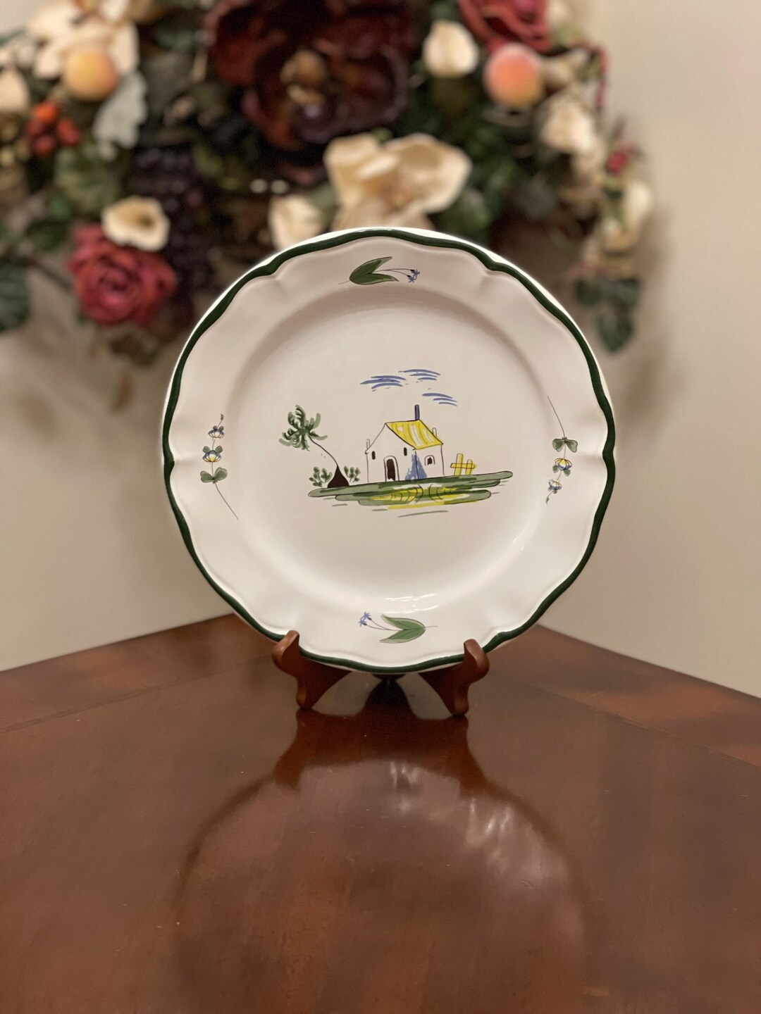 Vintage "varages France Cabanon" Hand-painted Art Pottery Dinner Plate ...