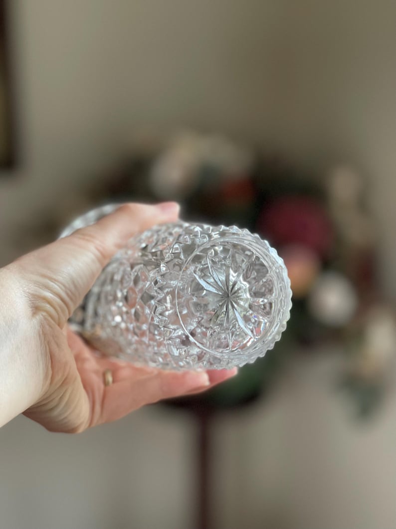 Vintage Lead Crystal Basket: Hand-painted Gold Floral Accents, Anna ...