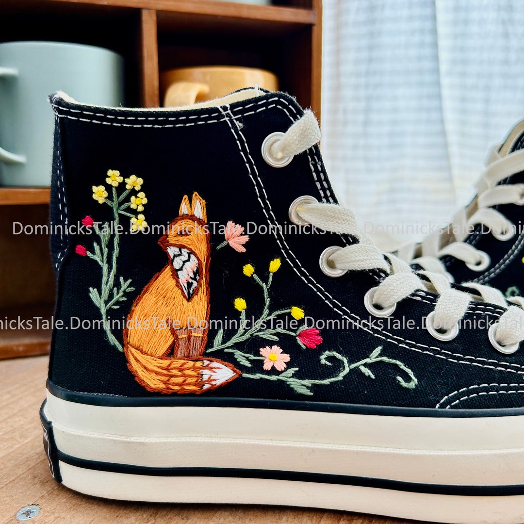 Custom Sneakers Mushroom and Fox Flower Forest Converse Chuck - Etsy