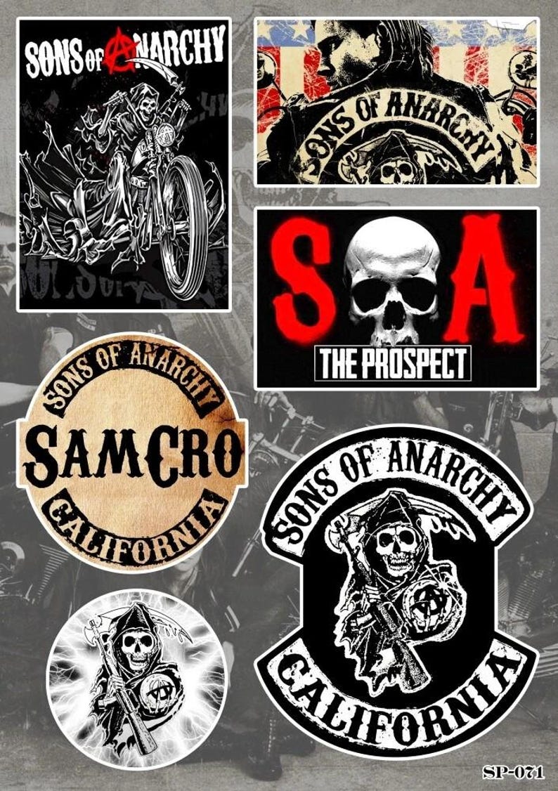 Sons of Anarchy Sticker Pack | SAMCRO Grim Reaper Skull Biker ...