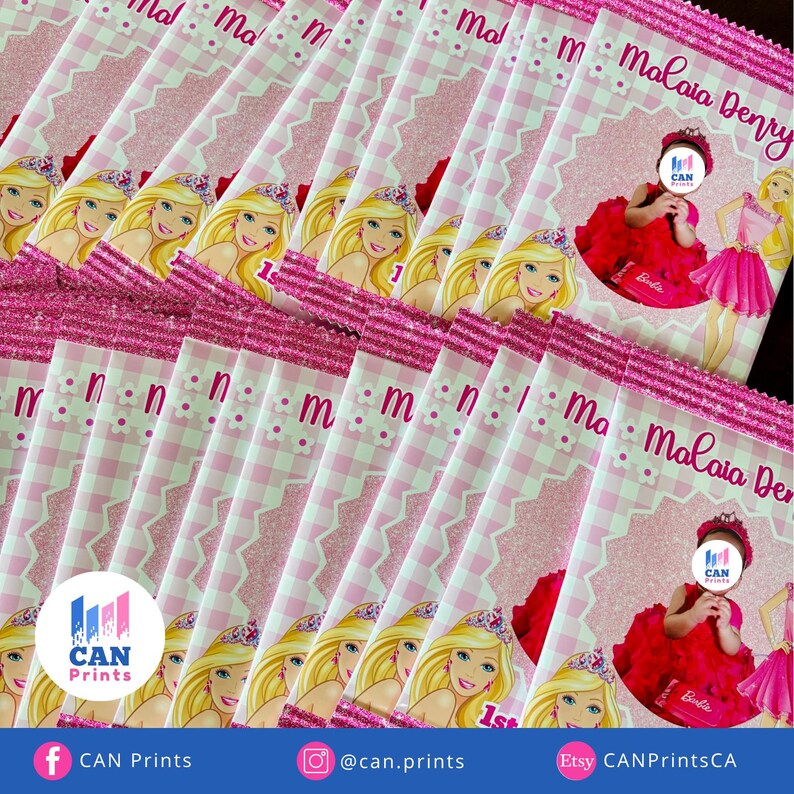 Barbie Chip Bag Printable | Birthday Party Favour Templates | With ...