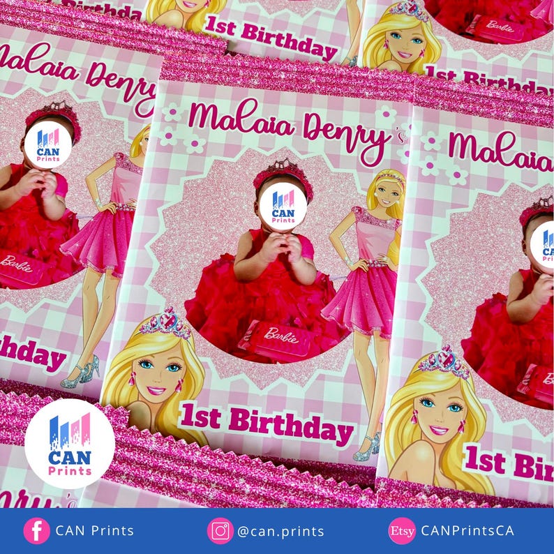 Barbie Chip Bag Printable | Birthday Party Favour Templates | With ...