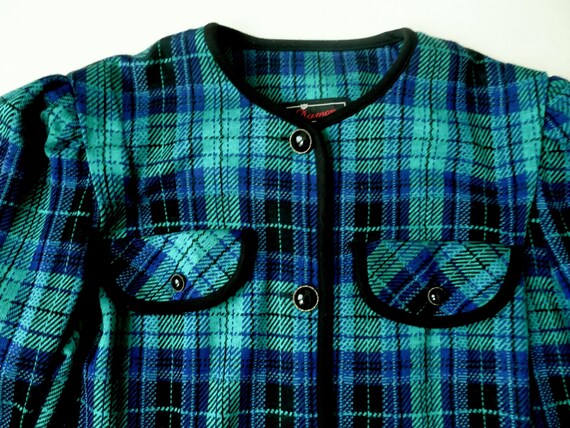 80s boxy jacket, cropped with puff sleeves, bright gr… - Gem