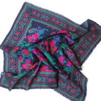 Vintage Silk Scarf, Classic 90s Floral Scarf, Square Scarf, Women Carre ...