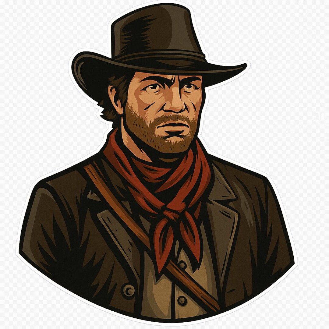RDR2 Style Cowboy Sticker | Wild West Gunman | High Quality PNG - Etsy