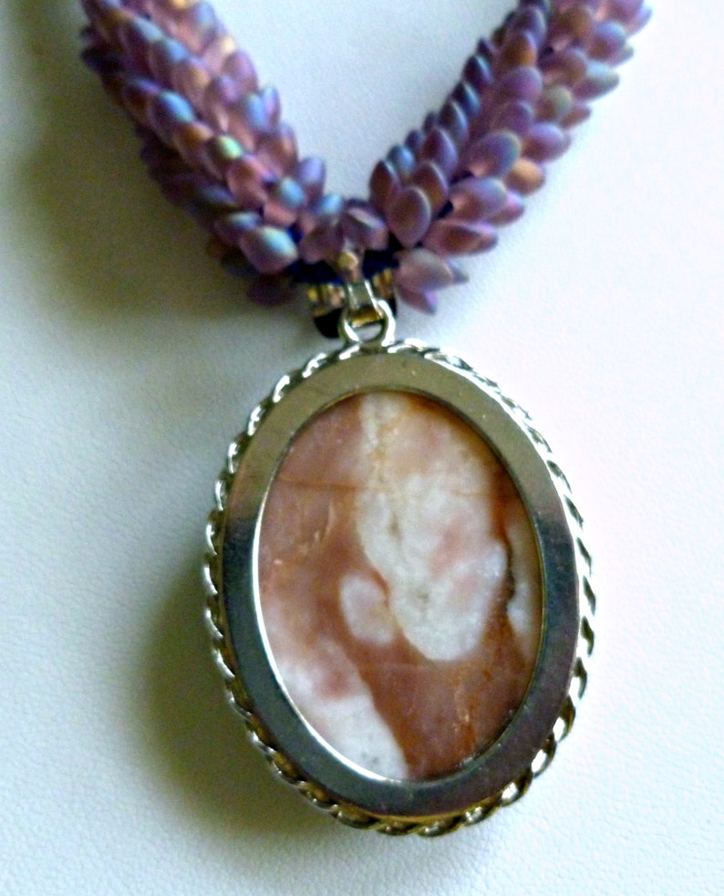 Lavender Jasper Beaded Kumihimo Necklace Statement Necklace - Etsy