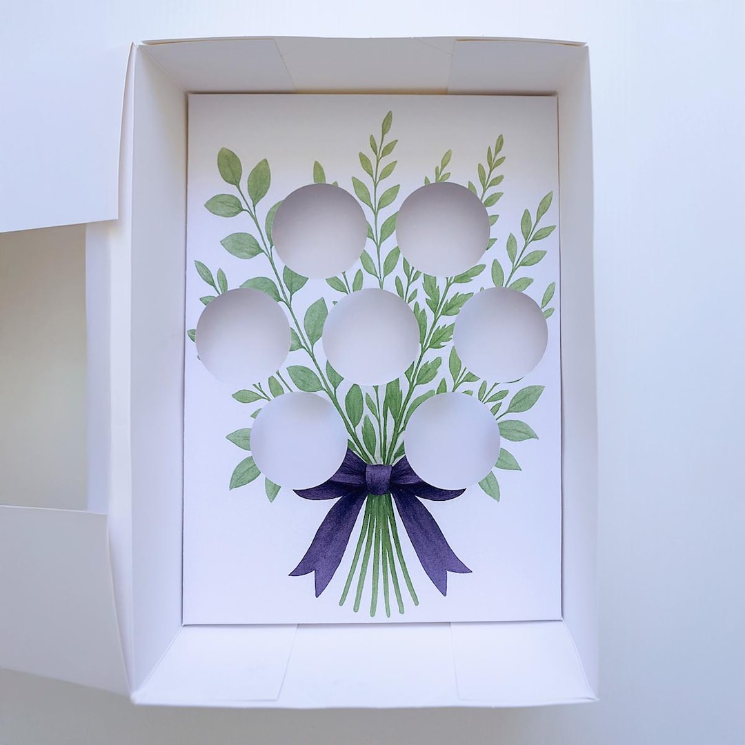 AUS Size - Flower Bouquet Cupcake Box Insert Template - Purple Bow - Etsy