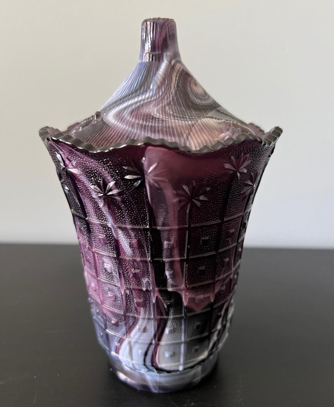 Vintage Imperial Glass Purple Slag Covered Jar Candy Dish - Etsy
