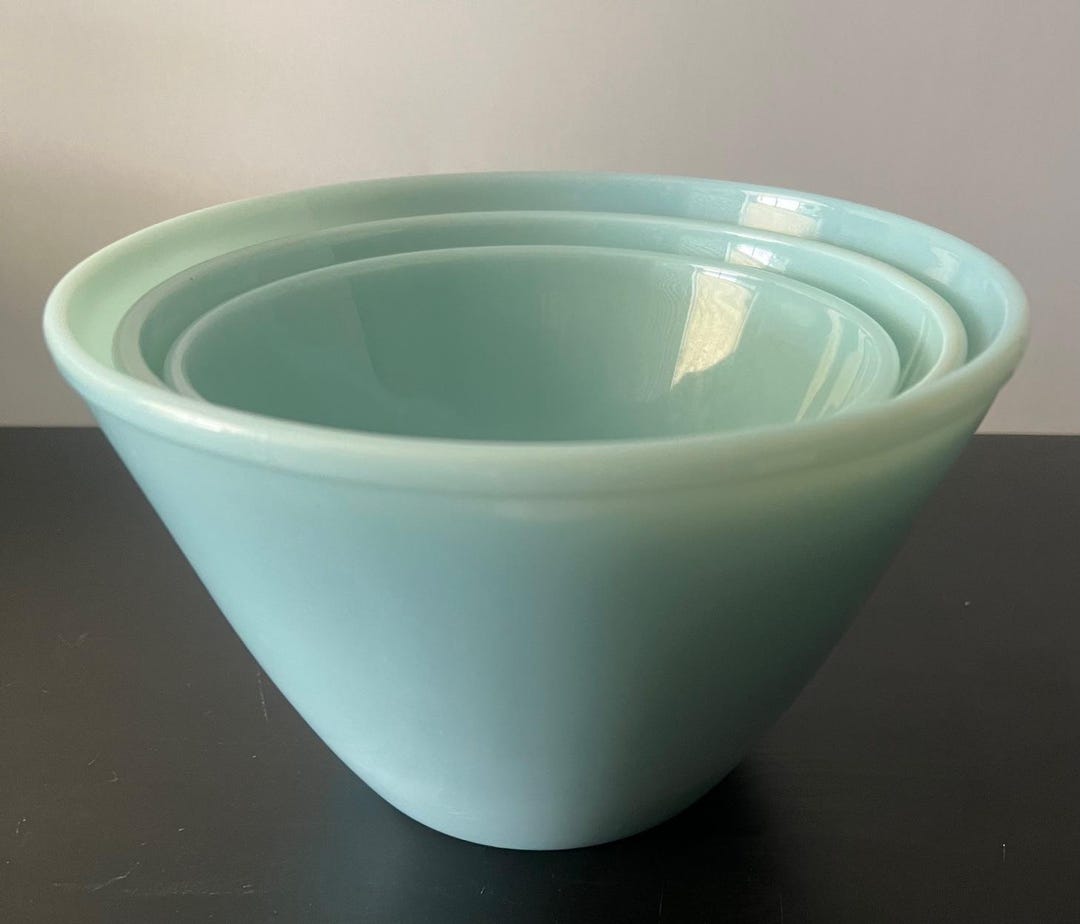 Vintage Fire King Turquoise Blue Nesting Splash Proof Mixing Bowl Set ...