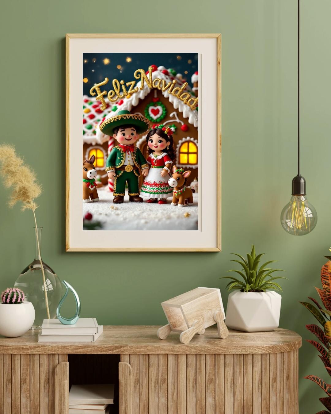 Feliz Navidad Mexican Couple Poster | Rolled Poster, Gingerbread House ...