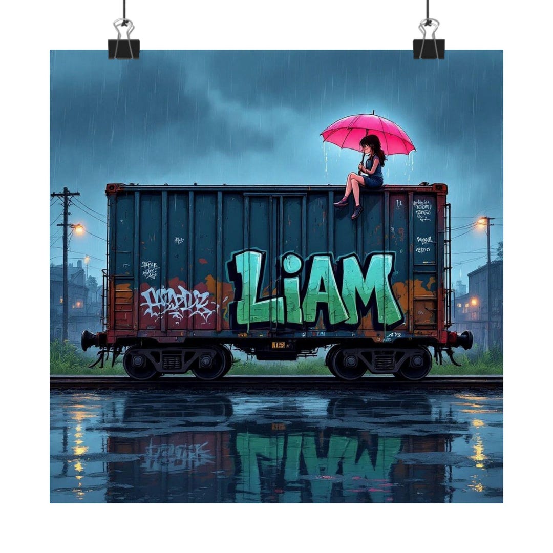 Liam Graffiti Train Poster Matte Vertical Poster | Girl With Pink ...