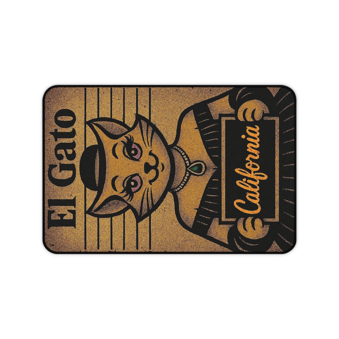El Gato California Cat Mugshot Desk Mat | Vintage Feline Illustration ...