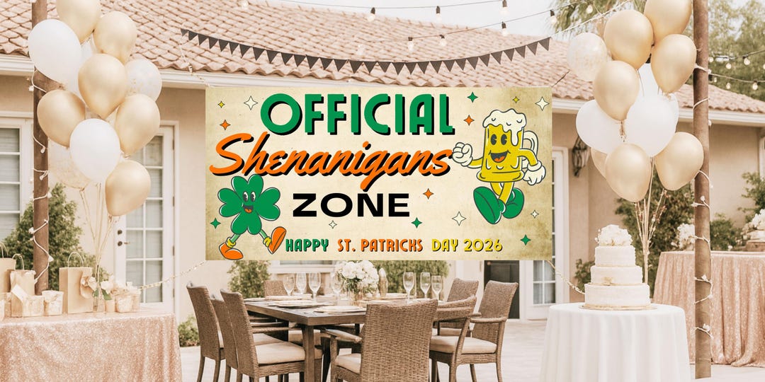Official Shenanigans Zone Banner St Patrick Party Decor Funny Irish ...
