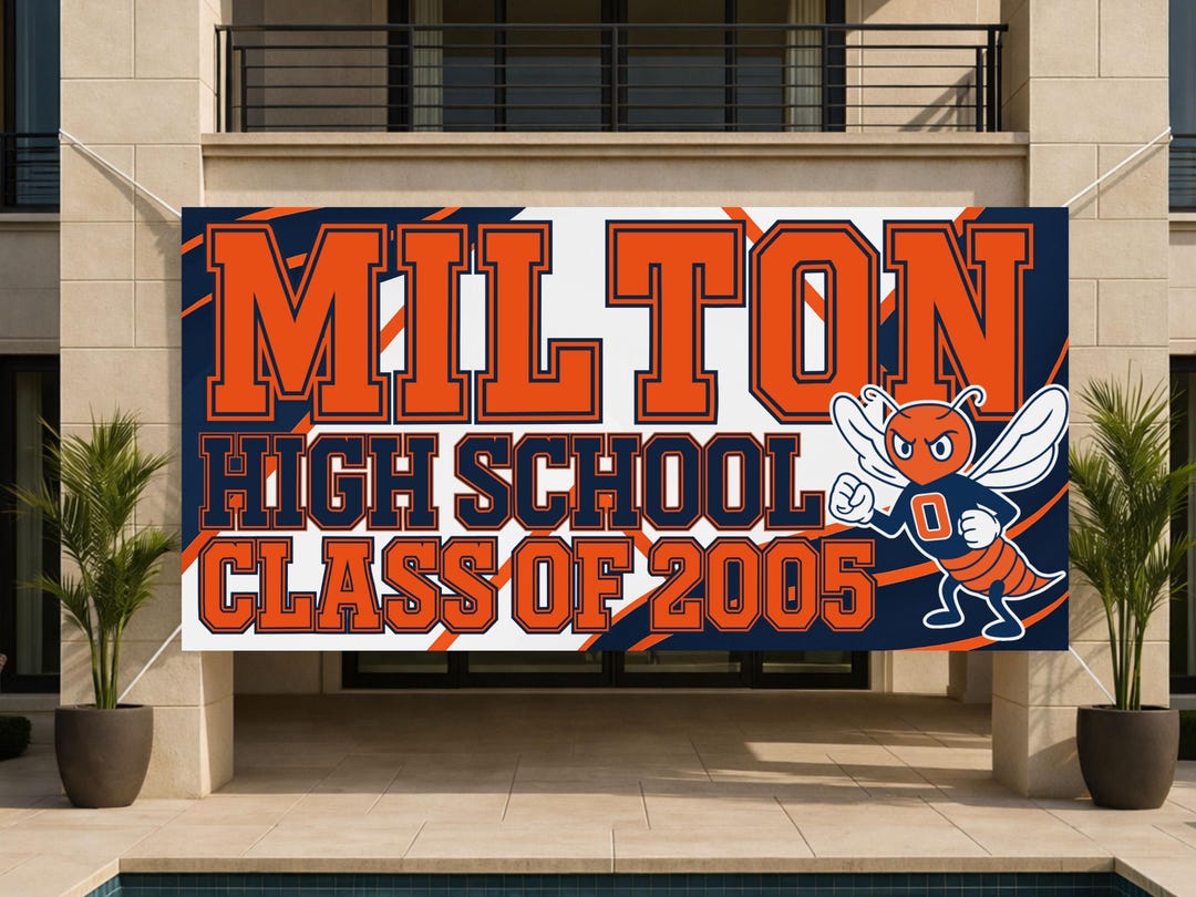 High School Reunion Banner, Tailgate Party Sign Class of 2005, Retro ...