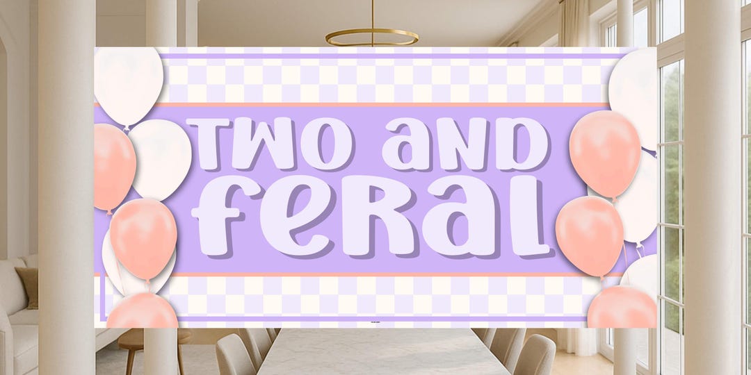 Two and Feral Checkered Birthday Banner, Second Birthday Party Banner ...