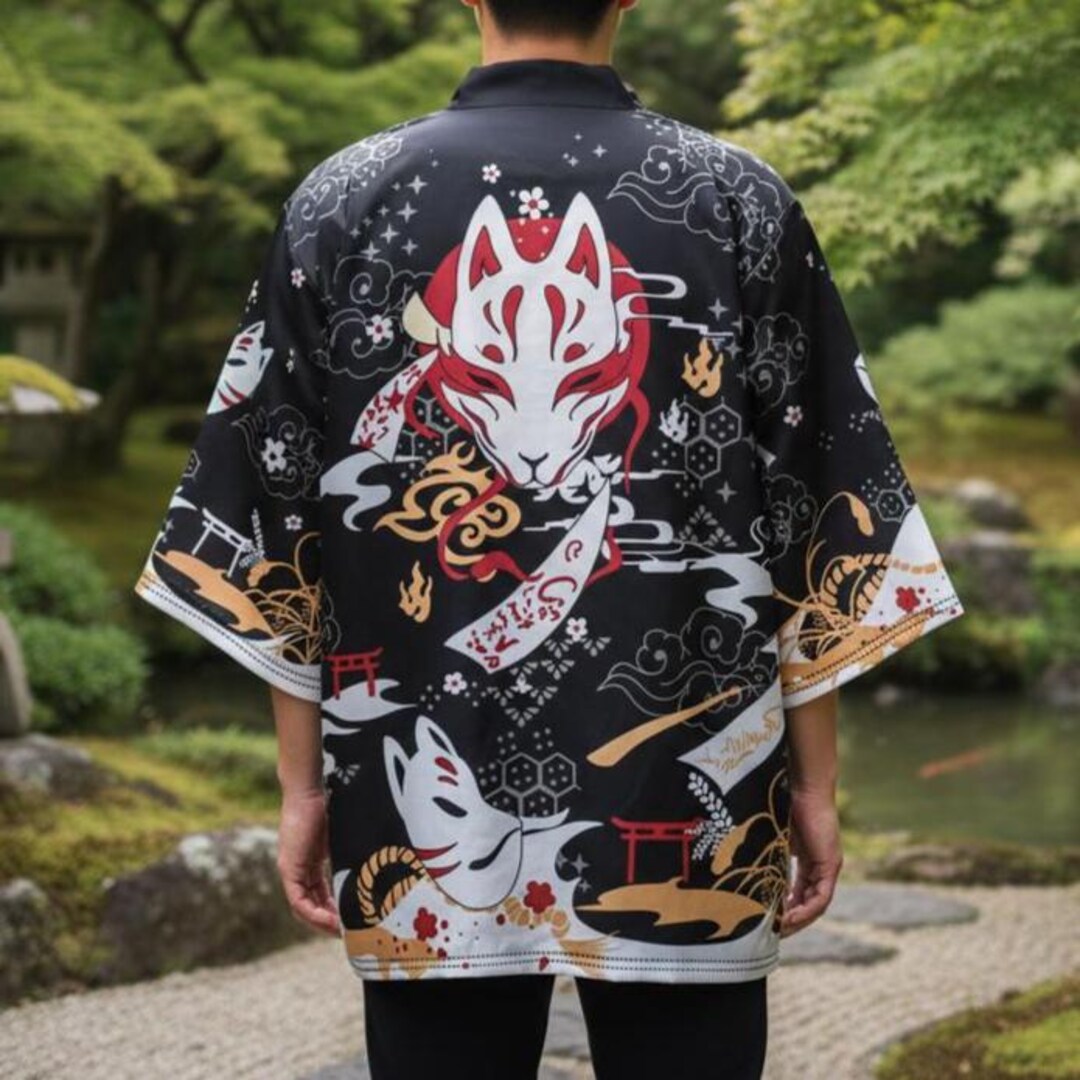 Inari Fox Kimono • Japanese Haori Cardigan • Unisex Yukata Style - Etsy