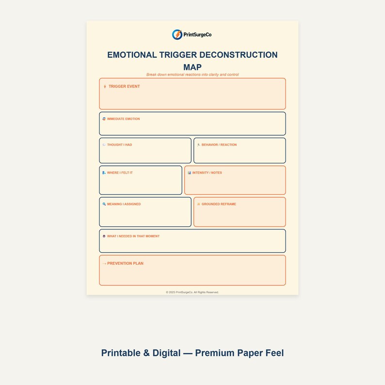 Emotional Trigger Deconstruction Map – Break Down Triggers & Reactions ...