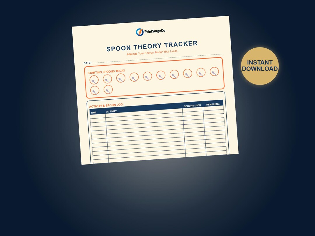 Spoon Theory Tracker | Premium Energy Management Log | Daily Spoon ...