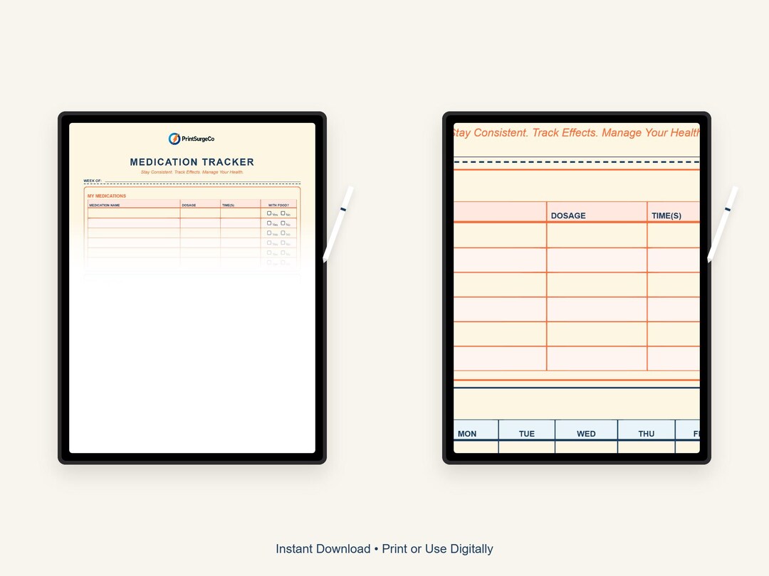 Medication Tracker | Weekly Medicine Log | Symptom & Side Effect ...