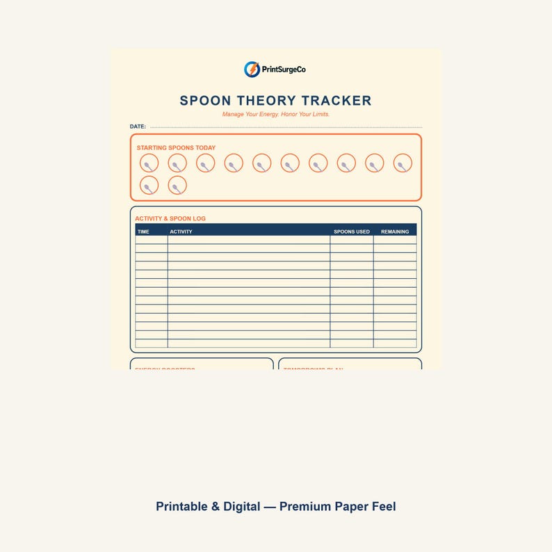 Spoon Theory Tracker | Premium Energy Management Log | Daily Spoon ...