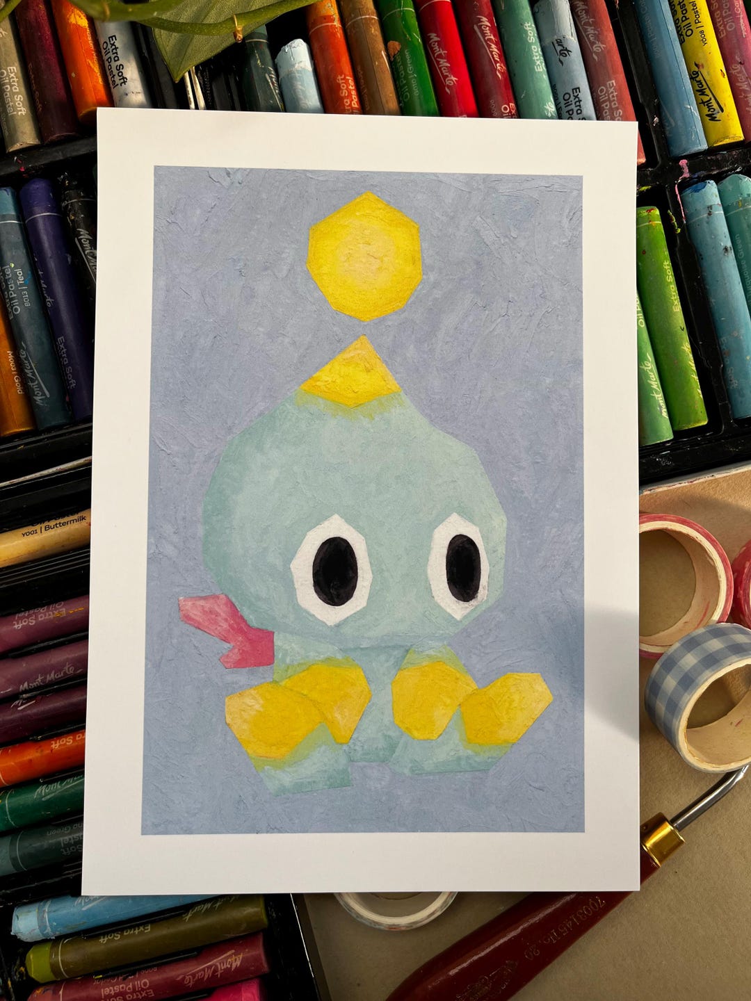 Neutral Buddy | Low-poly A5 Oil Pastel Art Print | Retro Gaming - Etsy ...