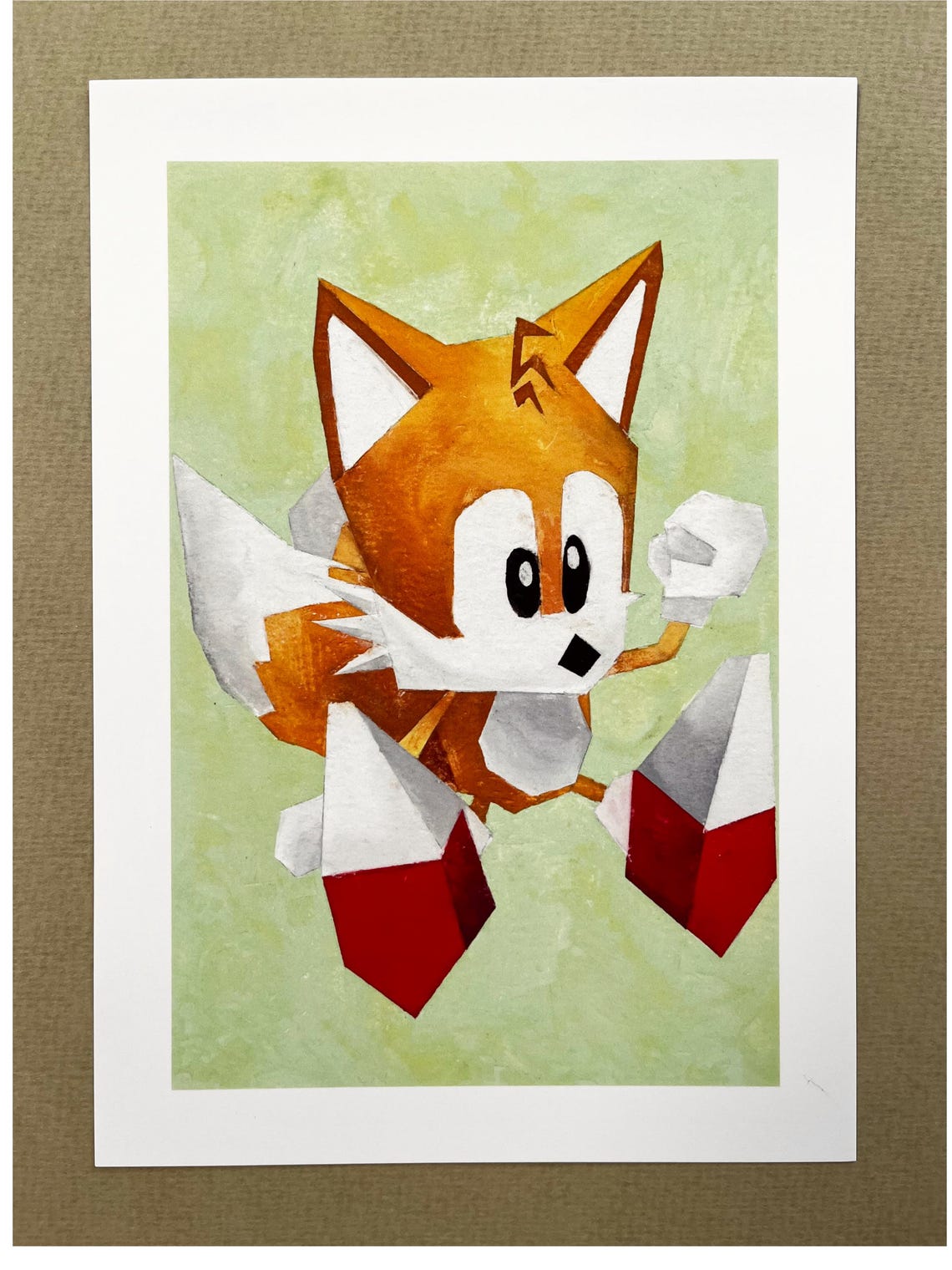 2 Tailed Fox | Low-poly A5 Oil Pastel Art Print | Retro Gaming - Etsy