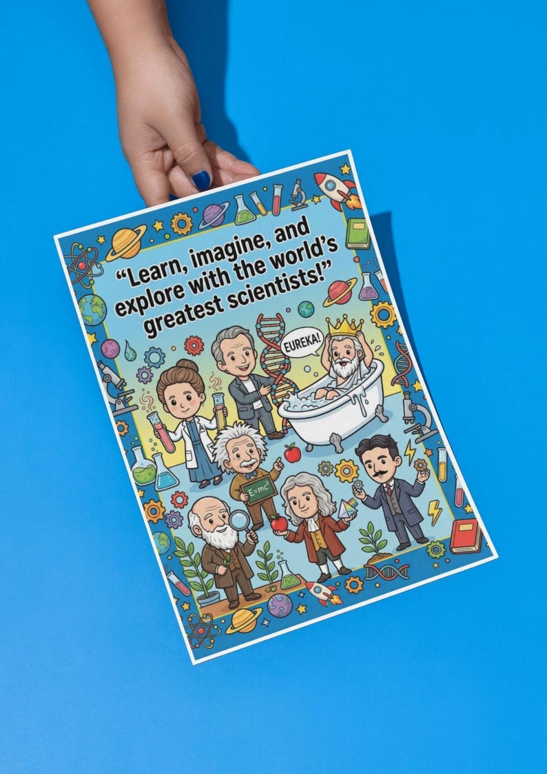 Famous Scientists Coloring Pages | STEM Printables Tesla Edison Kids 5 ...