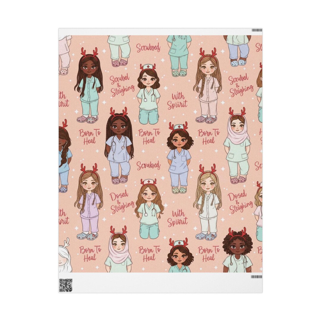 Nurse Wrapping Paper, Medical Gift Wrap, Holiday Gift Wrap, Christmas ...