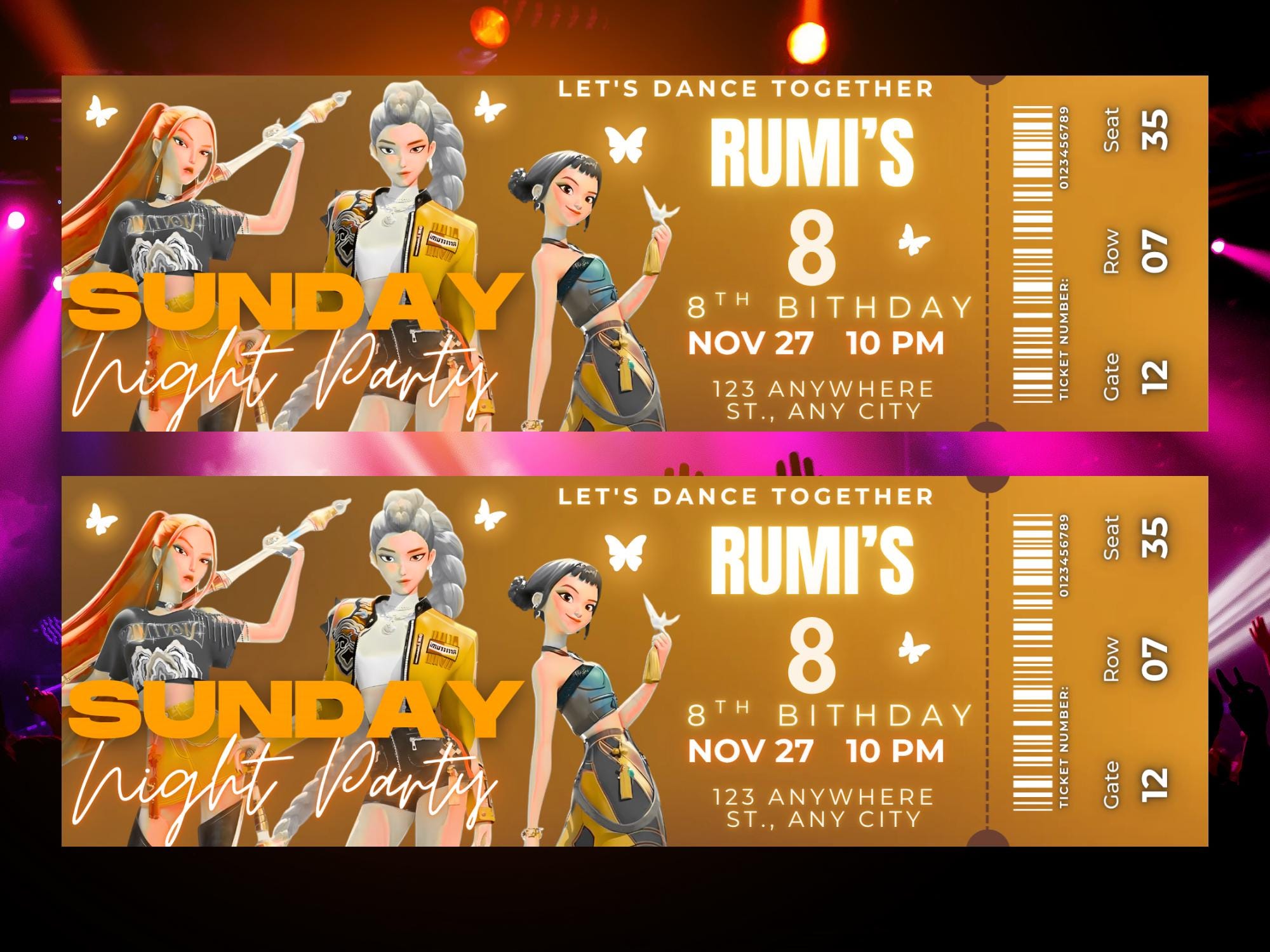 Kpop Demon Hunter Concert Tickets |editable Kpop Ticket Designs|concert ...