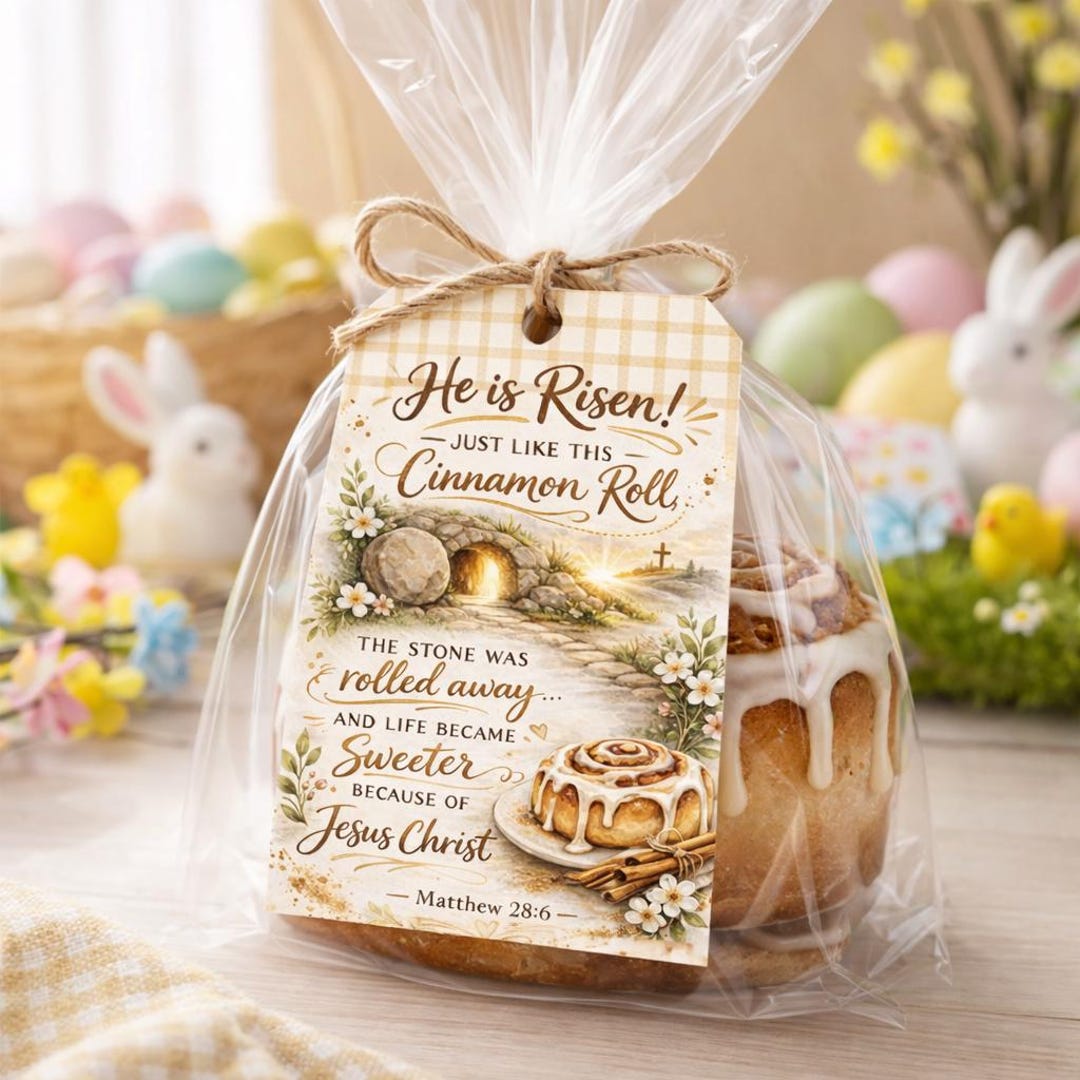 Easter Cinnamon Roll Treat Tag Printable, LDS Primary or YW YM Gift Tag ...