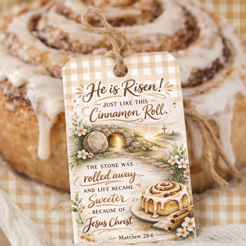 Easter Cinnamon Roll Treat Tag Printable, LDS Primary or YW YM Gift Tag ...