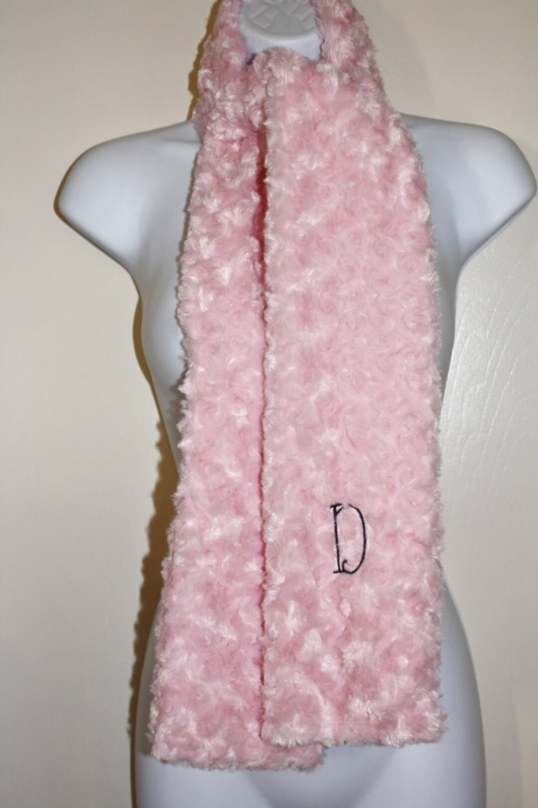 Personalized Minky Scarf for Women Embroidered Initial/monogram Rosebud ...