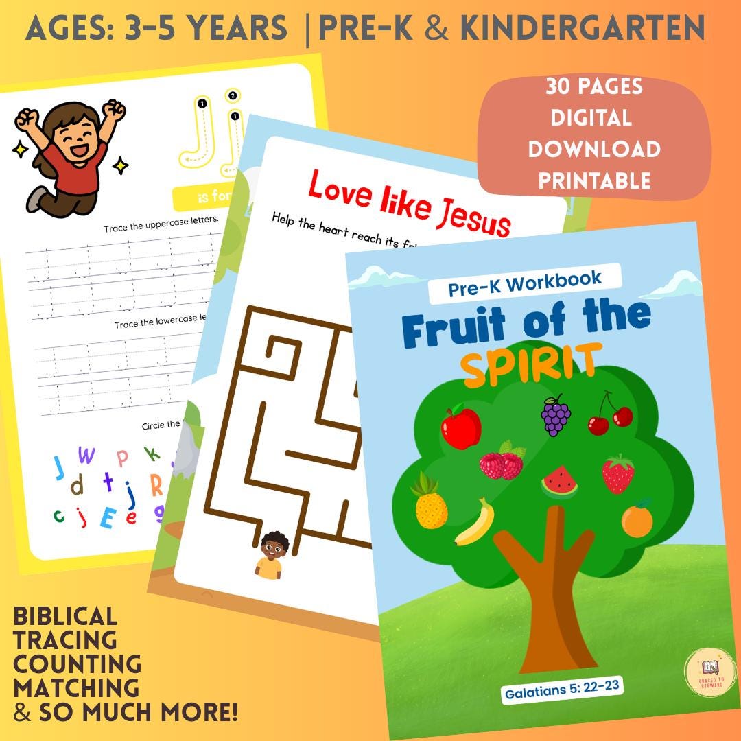 Fruits of the Spirit Workbook | Christian Preschool Printables | Bible ...