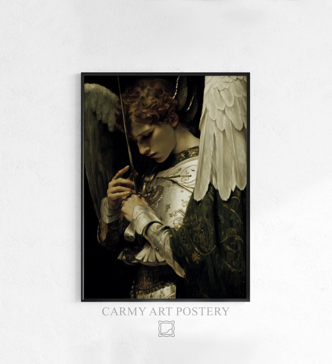 Dramatic Archangel Gabriel Wall Art - Baroque-inspired Sacred Angel ...