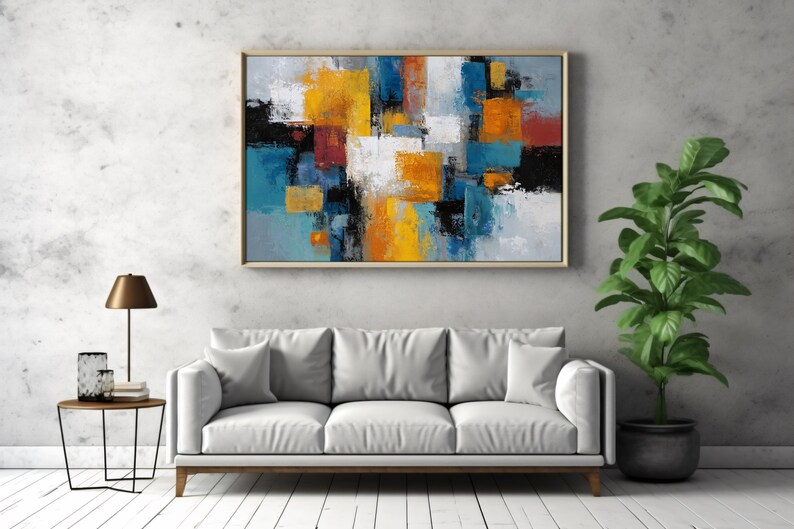 Moody Printable Abstract Color-block Art - Modern Vibrant Painting ...