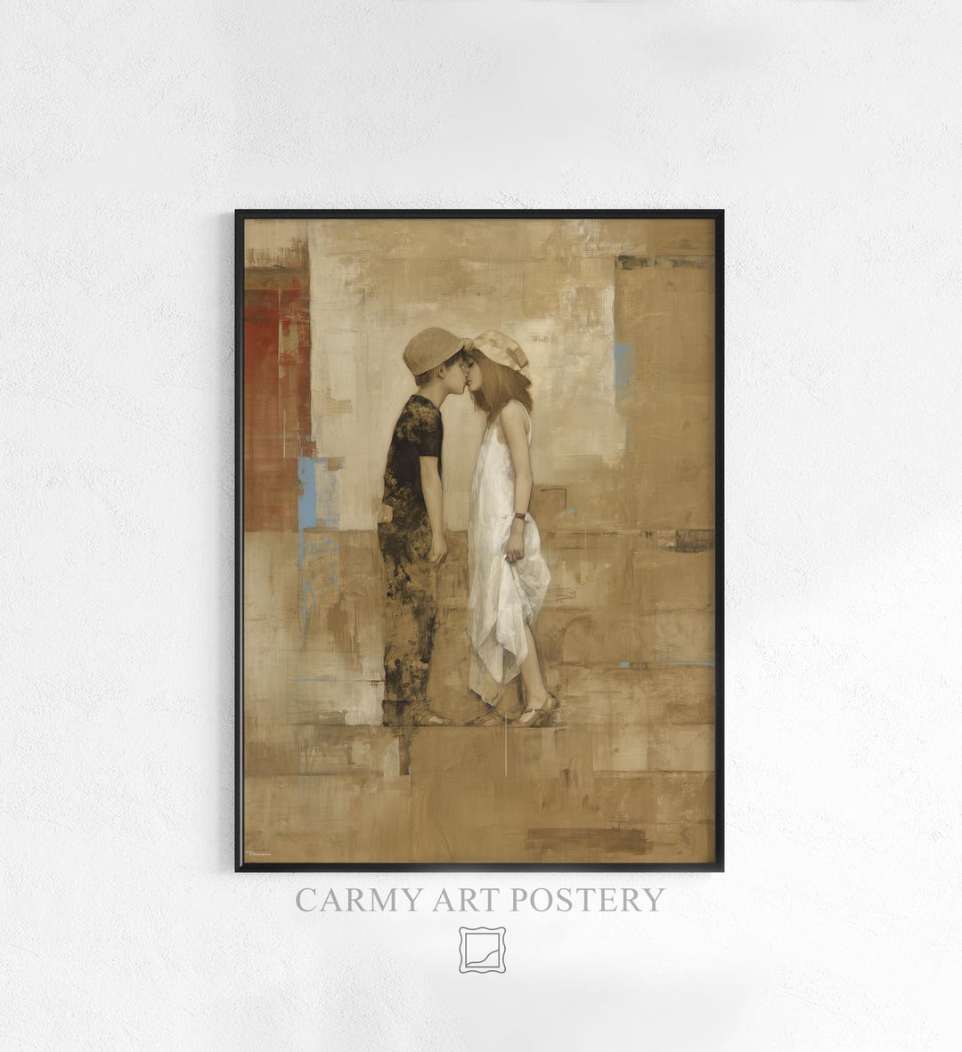 Vintage Romantic Figures Meeting Print, Printable Soft Watercolor Art ...