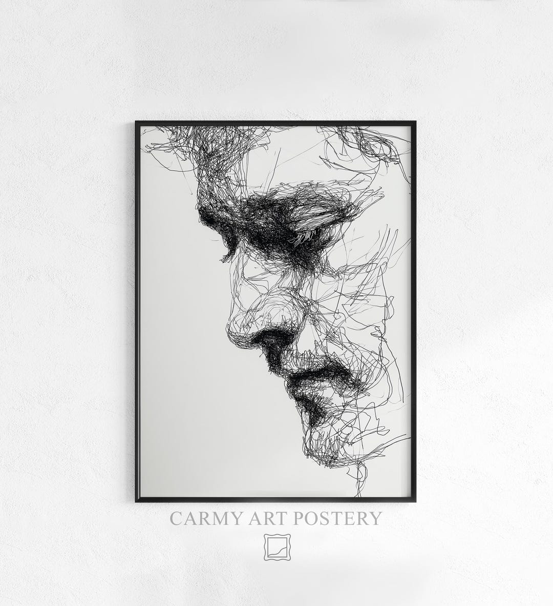 Moody Monochrome Portrait Printable, Minimalist Line Art Sketch ...